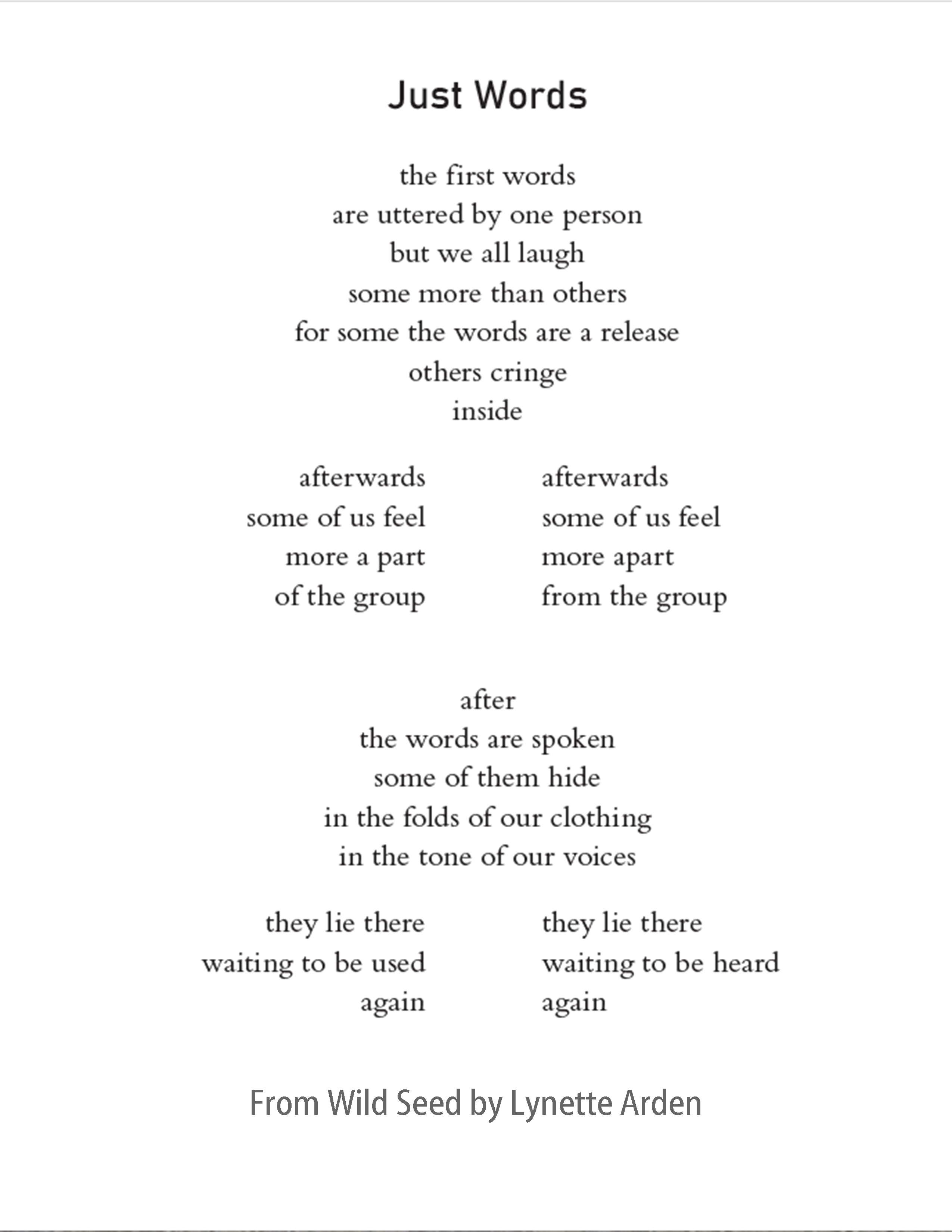 Just Words – Lynette Arden